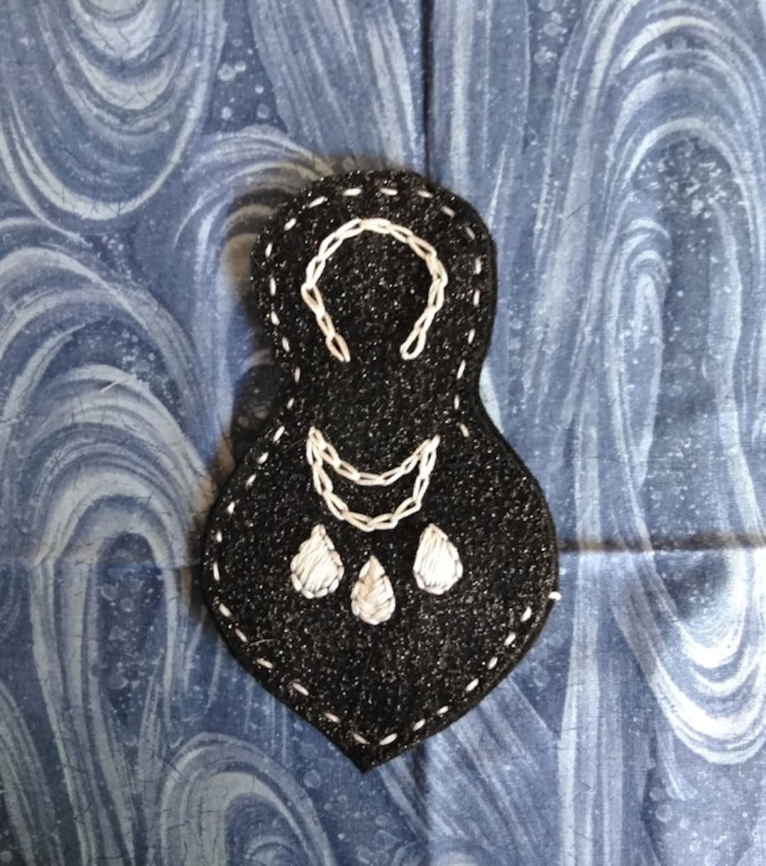 Medium Goddess Poppet Black Sparkle With Blessings Symbol - Etsy