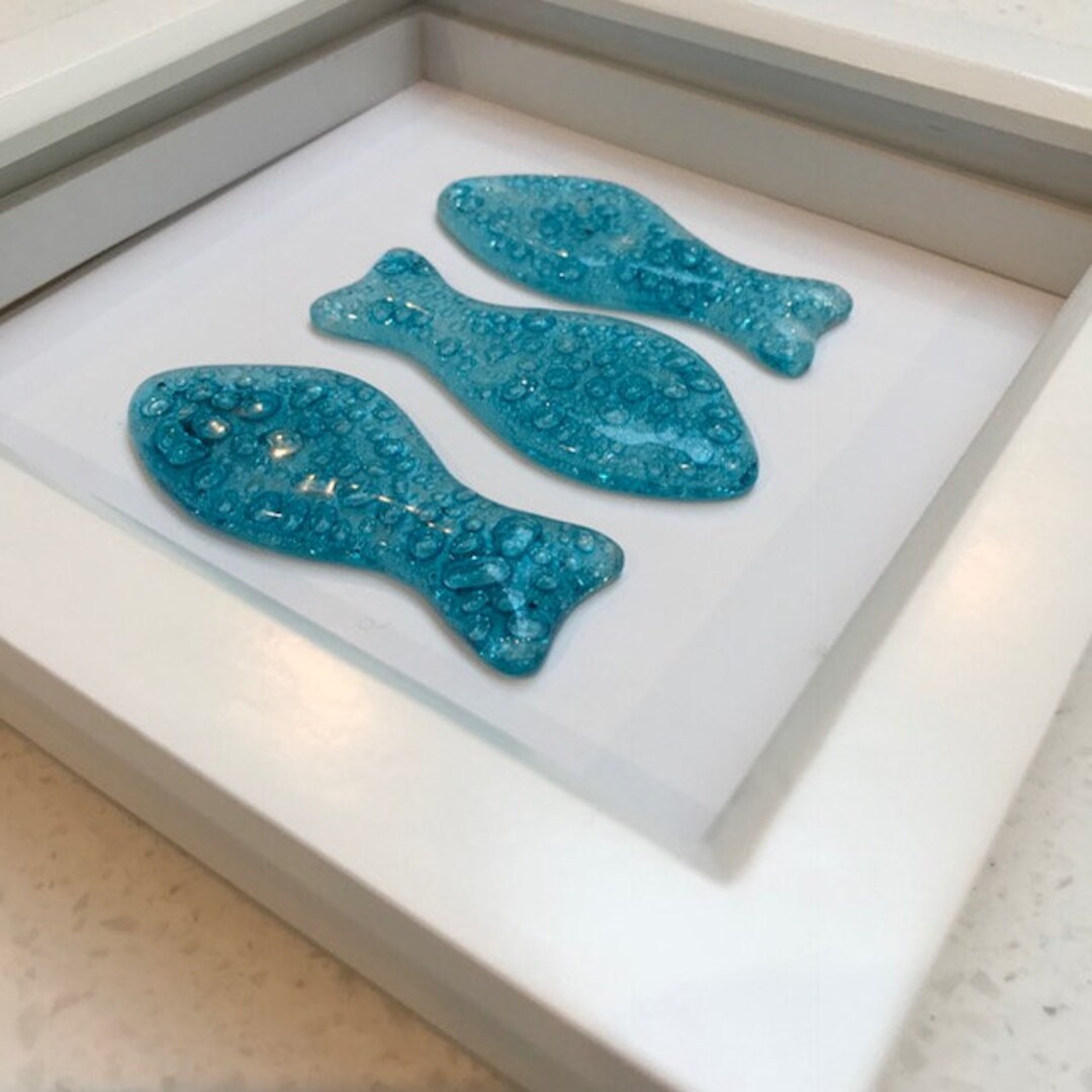 Framed Picture of Fused Glass Bubble Fish - Etsy