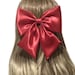 Red Hair Bow, Red Satin Hair Bow, Satin Big Bow, Wedding Pew Bow,red ...