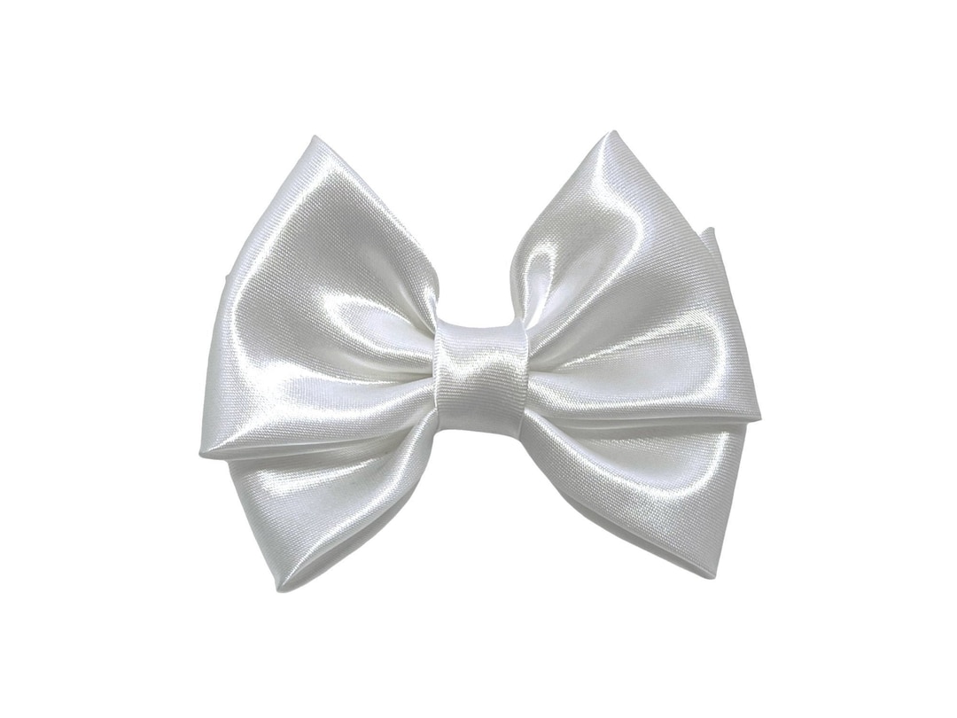 White Hair Bow Handmade on a Satin Fabric. Flower Girl White Hair Bows ...