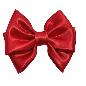 Red Satin Bow for Women or Girls. Handmade on Red Satin Fabric. Red Bow ...