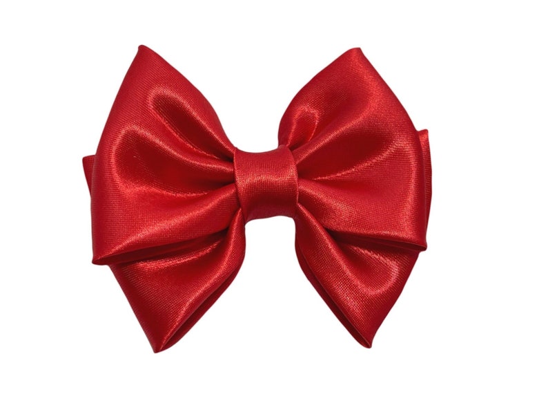 Red Satin Bow for Women or Girls. Handmade on Red Satin Fabric. Red Bow ...