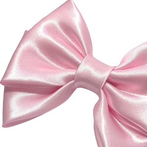 Pink Bow for Girls. Double Satin Pink Bow. Pink Bow Barrette for Women ...