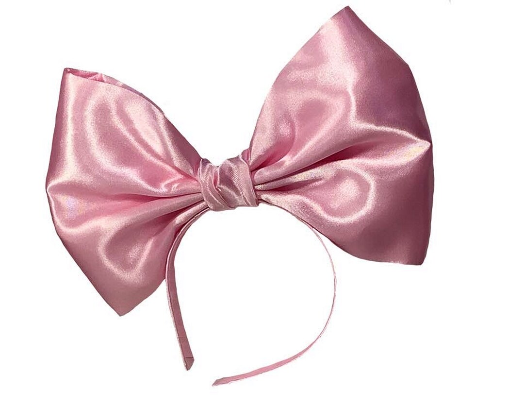 Pink Satin Hair Bow, Jumbo Pink Headband Bow, Pink Bow Barrette, Pink ...