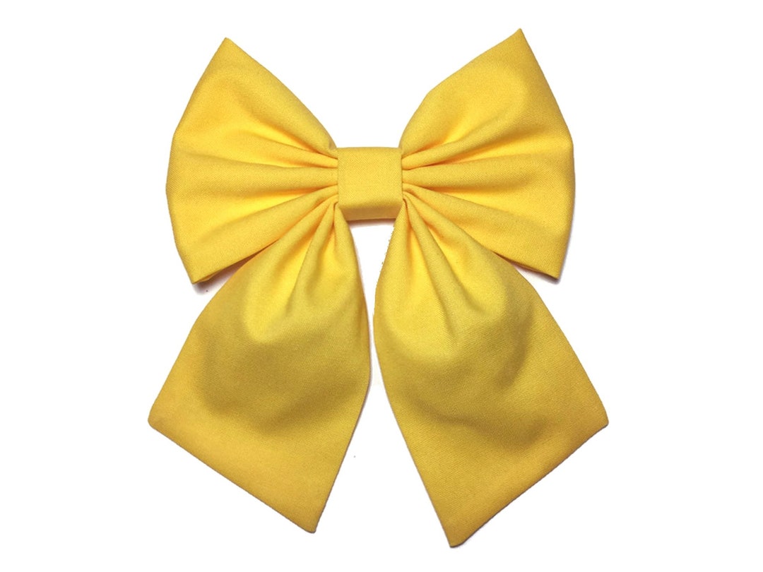 Yellow Hair Bow, Large Hair Bow, Yellow Cheer Bow, Handmade Hair Bow ...