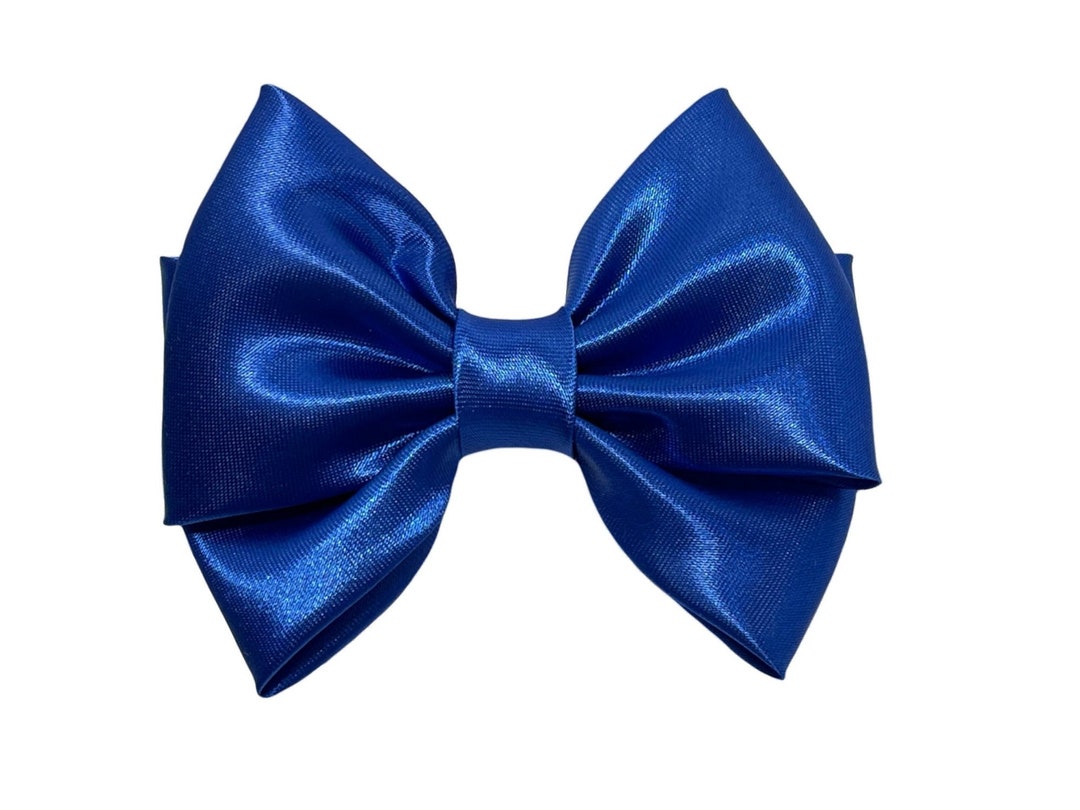 Royal Blue Hair Bow on Satin Fabric. Blue Bow for Girls. Blue Hair ...