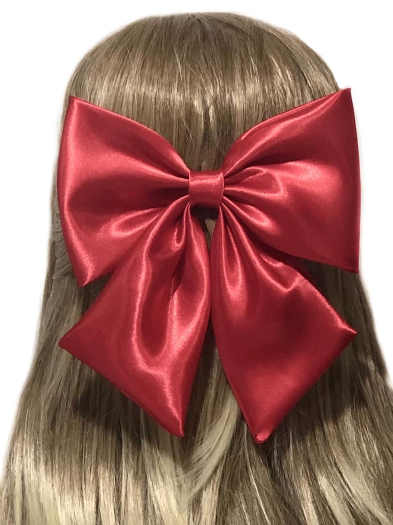 Red Hair Bow Red Satin Hair Bow Satin Big Bow Wedding Pew | Etsy