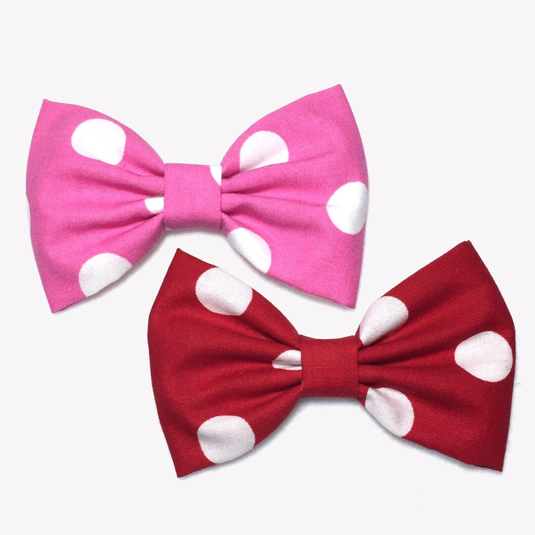 Red Polka Dot Hair Bow, Red Bow Tie, Red Bow Clip, Fabric Bow for Girls ...