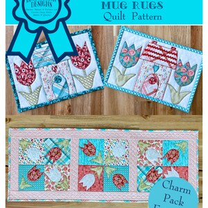 Tulip Table Runner and Alphabet House Mug Rugs Quilt Pattern - Digital ...