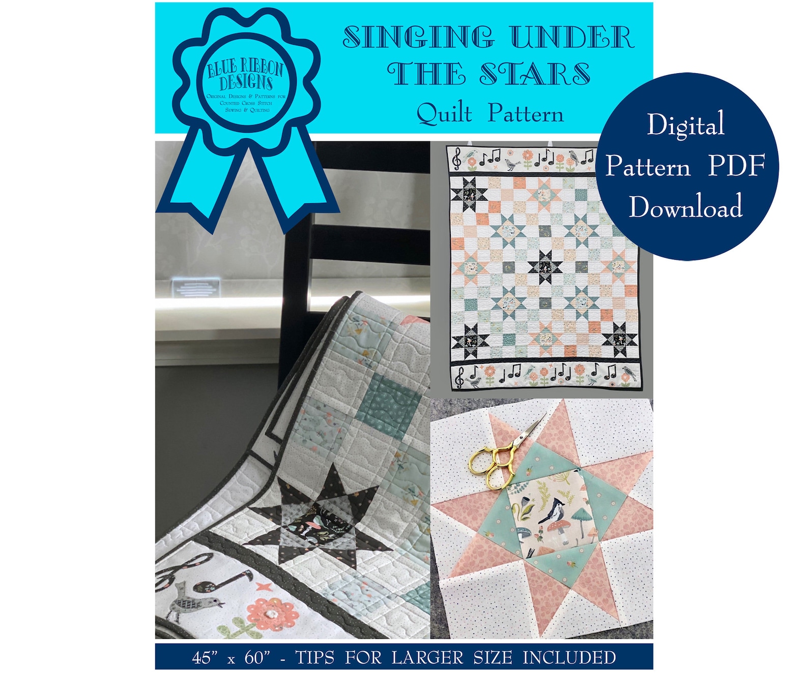 Singing Under the Stars Quilt Pattern - Digital Pattern PDF Download - Etsy