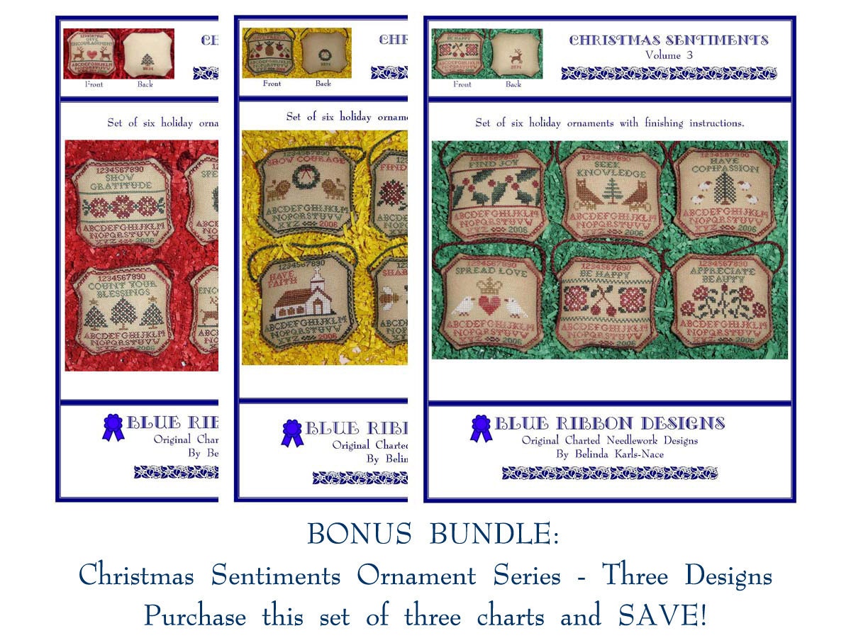 Blue Ribbon Designs Christmas Sentiments Bundle all 3 Charts Cross ...