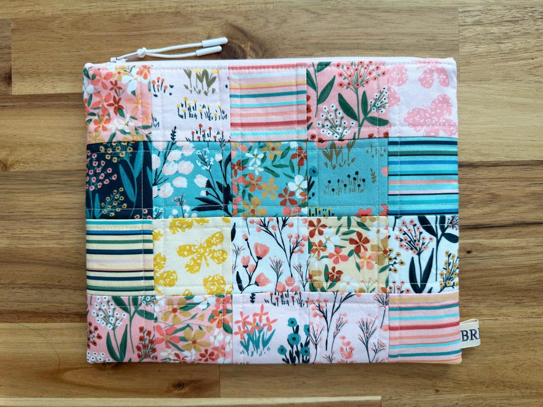 Limited Tool Bag - Patchwork Zippered Pouch - 9.75" W X 7.75" H - Tool Bag - Painted Blossoms ...