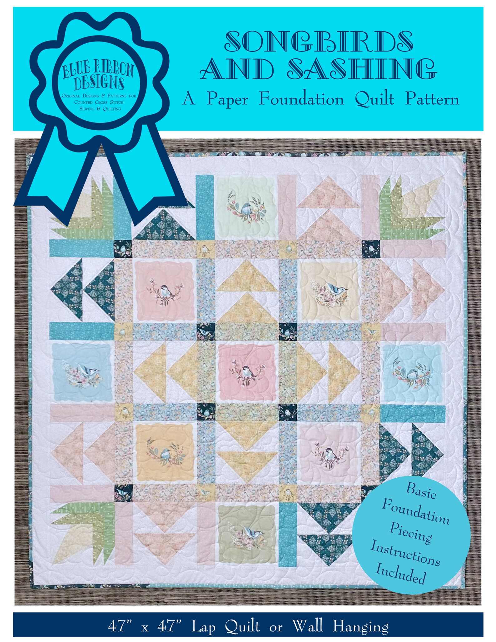 Songbirds and Sashing A Paper Foundation Quilt Pattern Digital Pattern ...