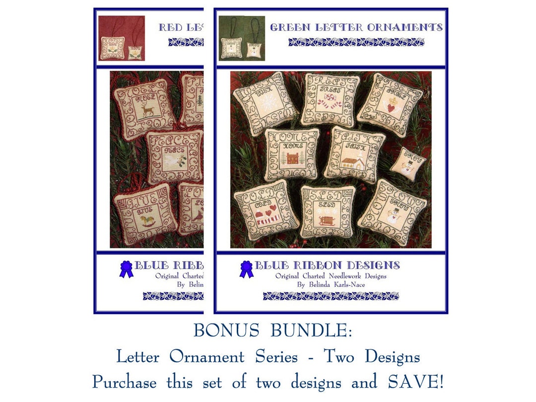 Blue Ribbon Designs - Letter Ornaments - Bundle (2 Charts) - Cross ...