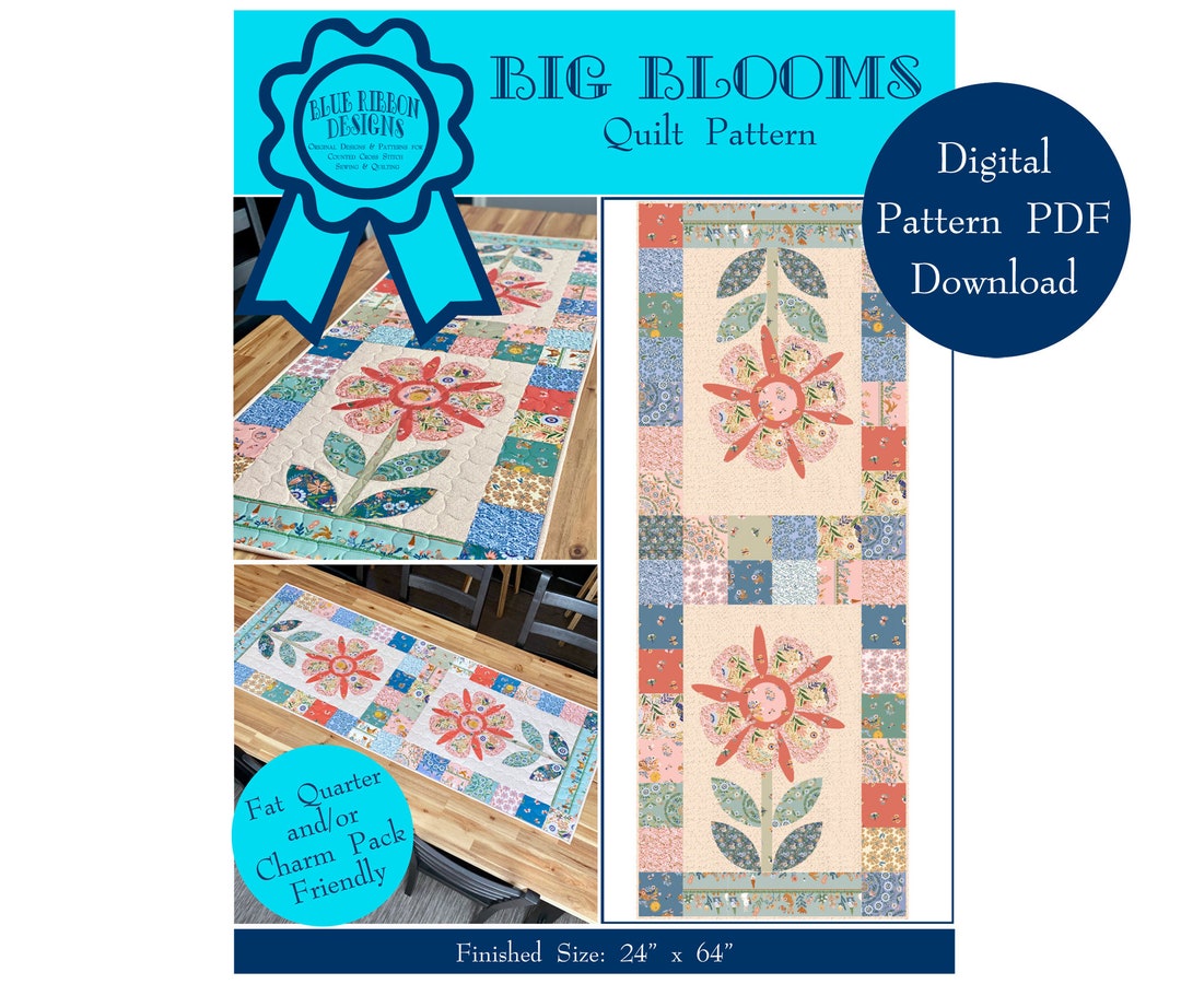 Big Blooms - an Applique Quilt Pattern - Runner - Digital Pattern PDF ...