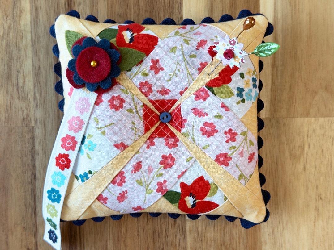 Limited Patchwork Pincushion - Bowl Filler - Pin Pillow - Floral Quilt ...