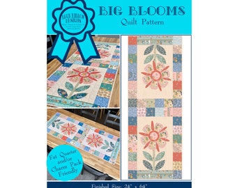 Big Blooms an Applique Quilt Pattern Runner Digital - Etsy