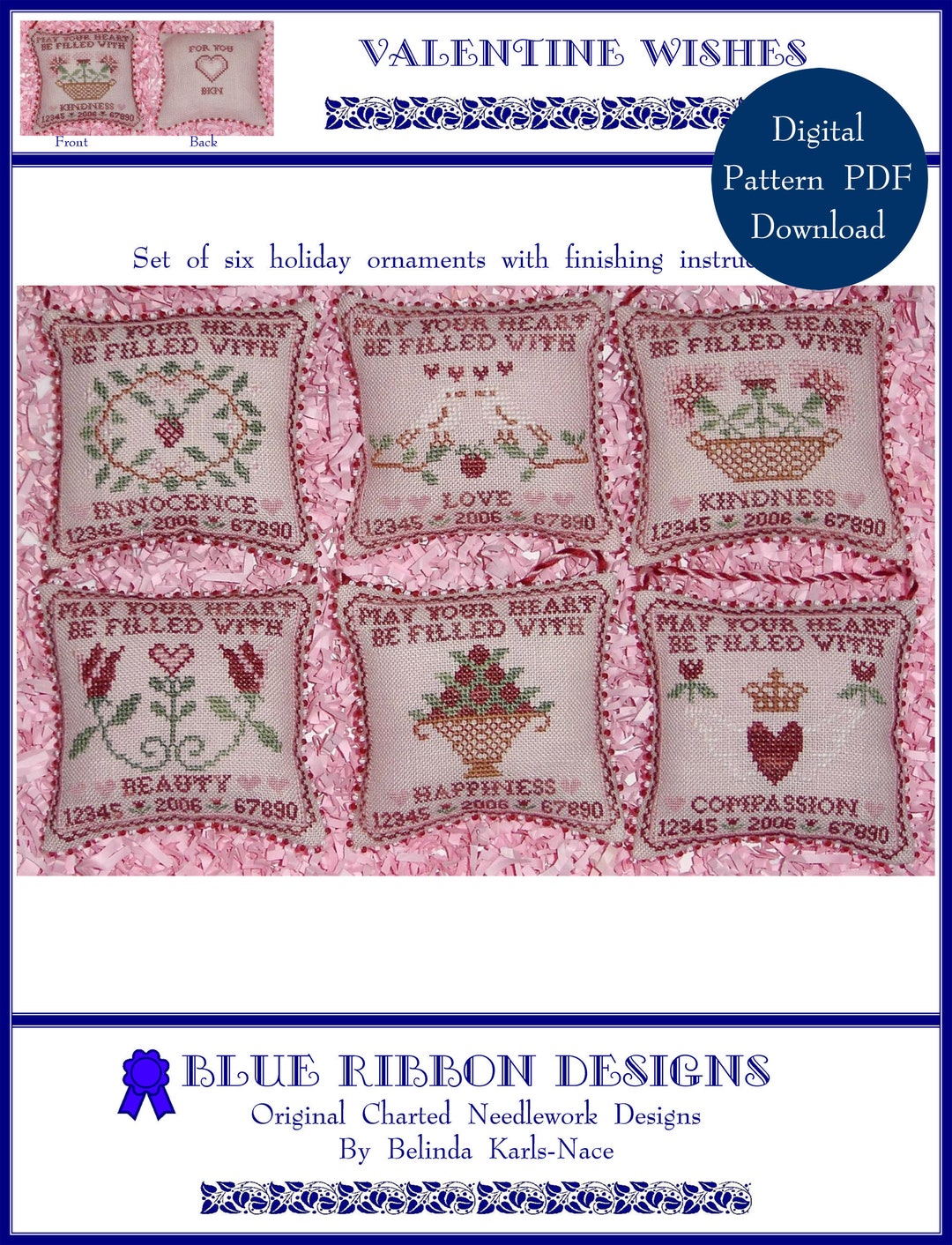 Valentine Wishes (BRD-026) Cross Stitch Chart – Digital Pattern PDF ...