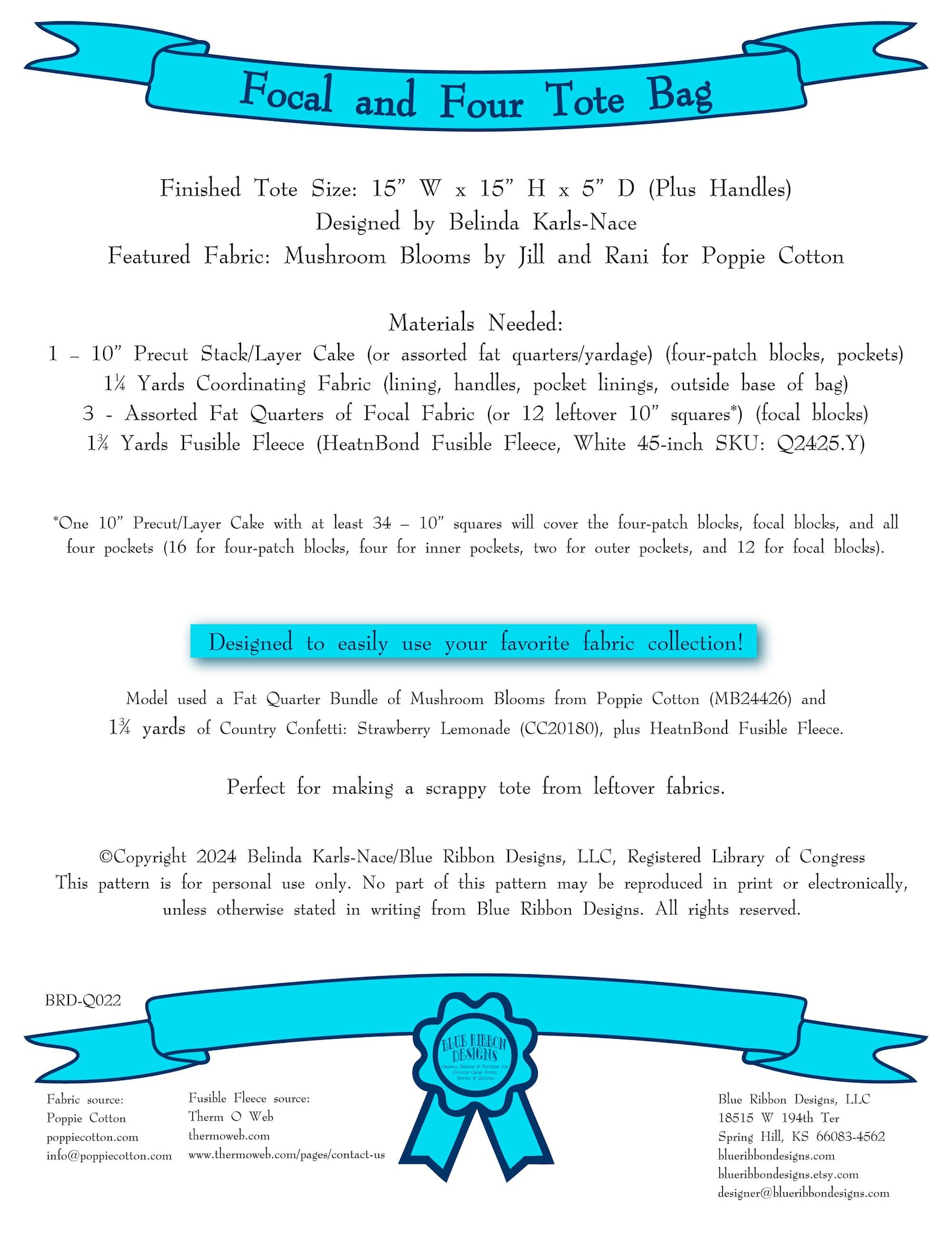 Focal and Four Tote Bag Quilt Pattern Digital Pattern PDF Download ...