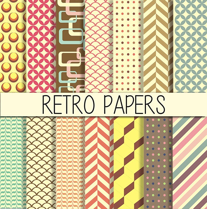 Retro Paper Pack Instant Download Set of 14 Digital - Etsy UK