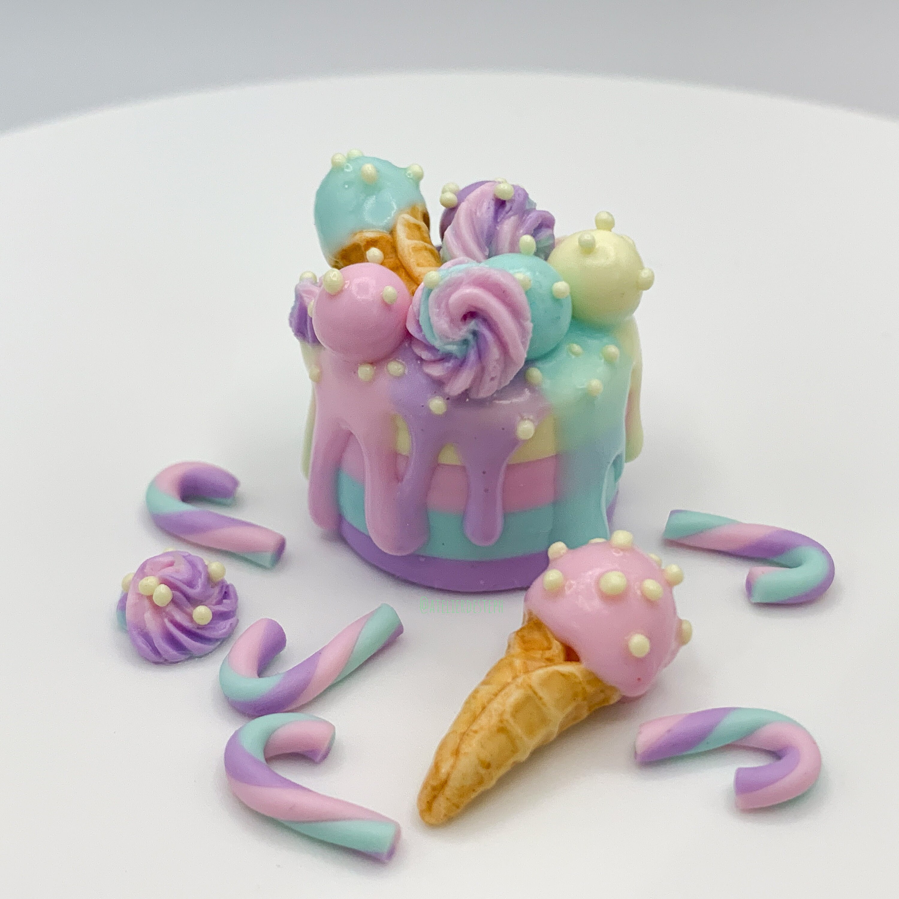 Layer Miniature Cake in Fimo Pastel Colours Decoration Ice - Etsy Singapore
