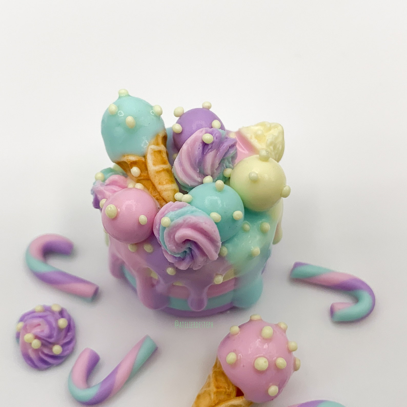 Layer Miniature Cake in Fimo Pastel Colours Decoration Ice - Etsy Singapore
