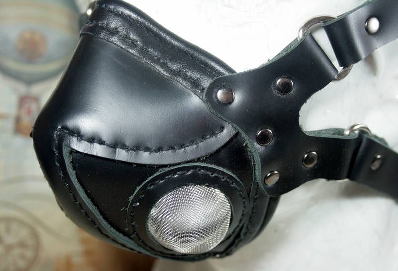 Steampunk Altitude Mask, Aviator Mask, Black Leather, Respirator Mask ...