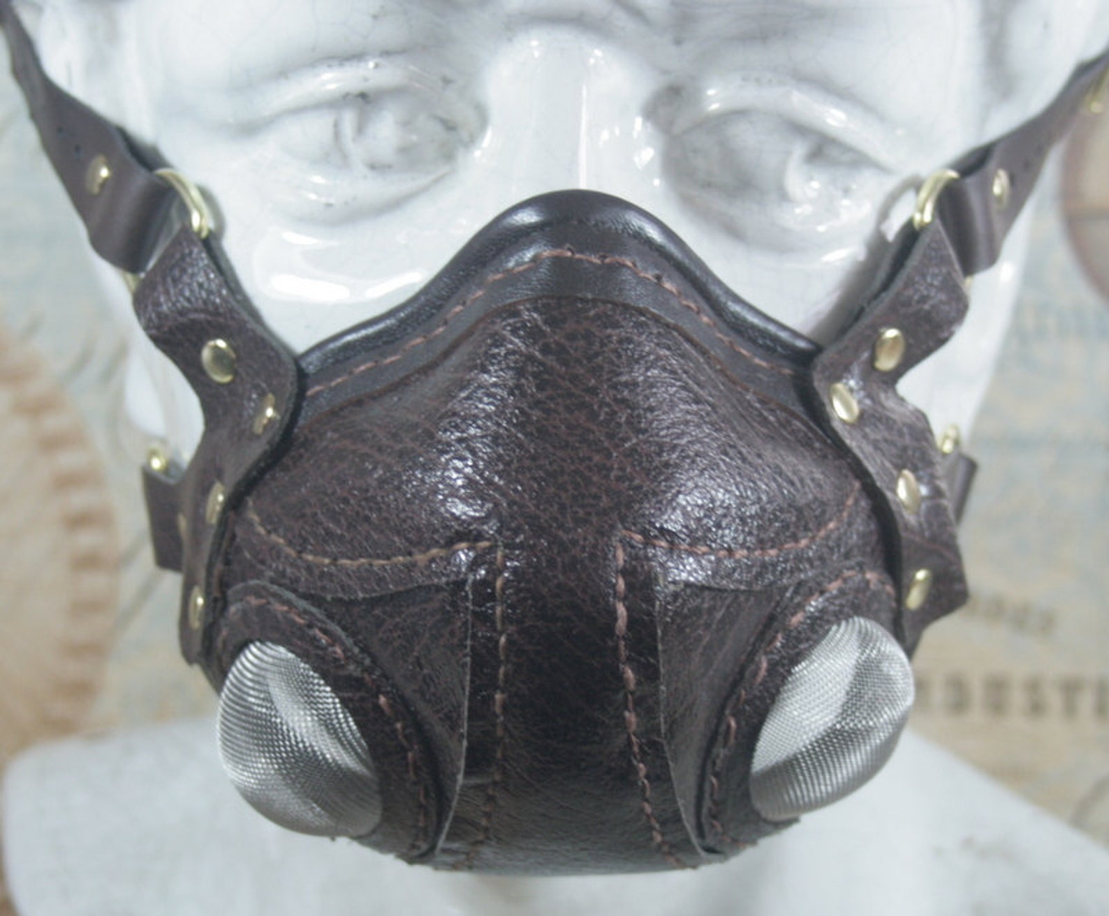 Steampunk Altitude Mask, Aviator Mask, Brown Leather, Respirator, Post ...