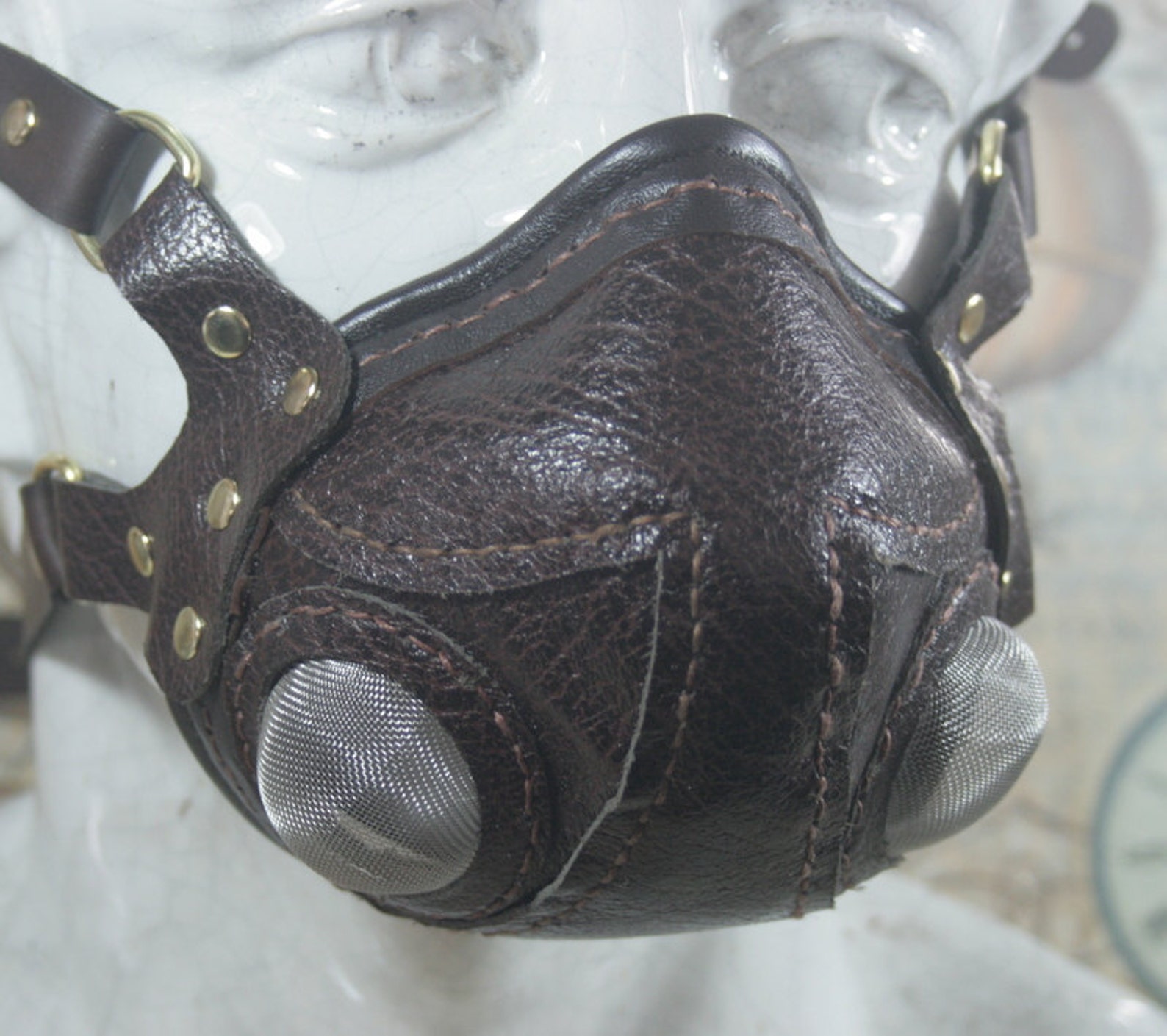 Steampunk Altitude Mask, Aviator Mask, Brown Leather, Respirator, Post ...
