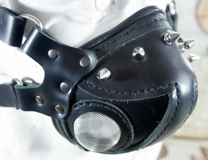 Steampunk Altitude Mask, Aviator Mask, Black Leather, Respirator, Studs ...