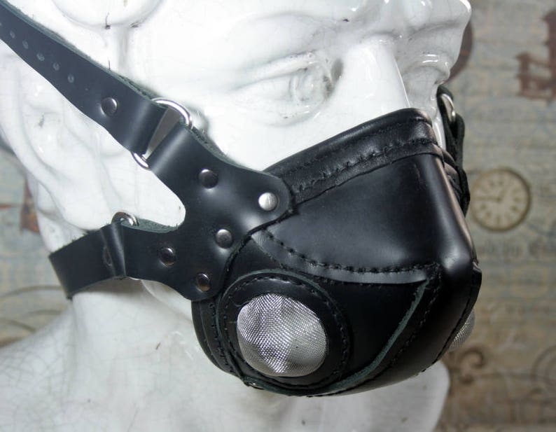 Steampunk Altitude Mask, Aviator Mask, Black Leather, Respirator Mask ...