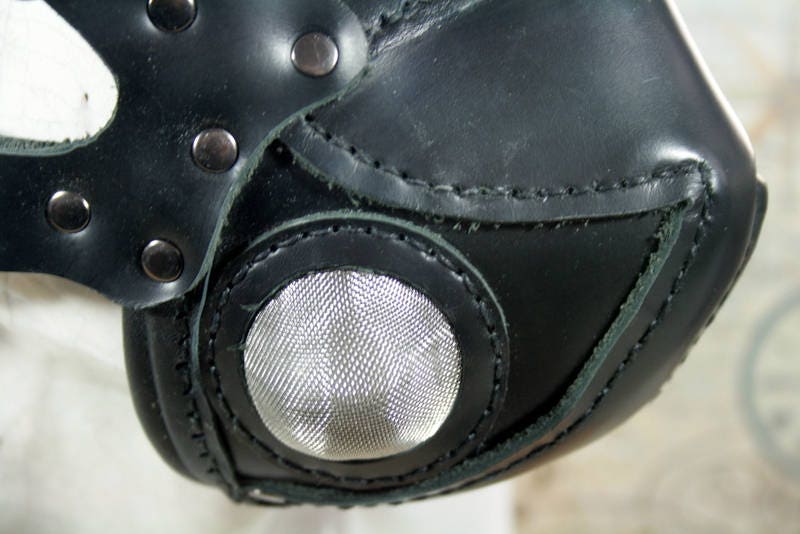 Steampunk Altitude Mask, Aviator Mask, Black Leather, Respirator Mask ...