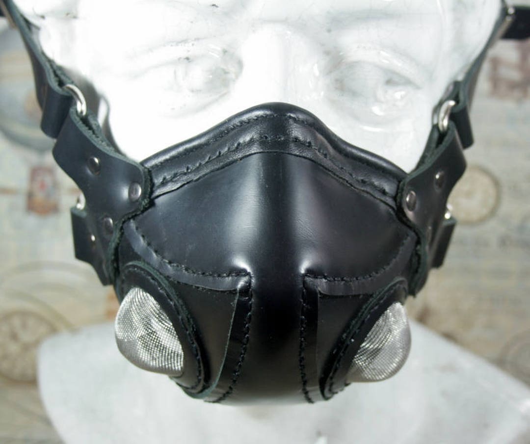 Steampunk Altitude Mask, Aviator Mask, Black Leather, Respirator Mask ...