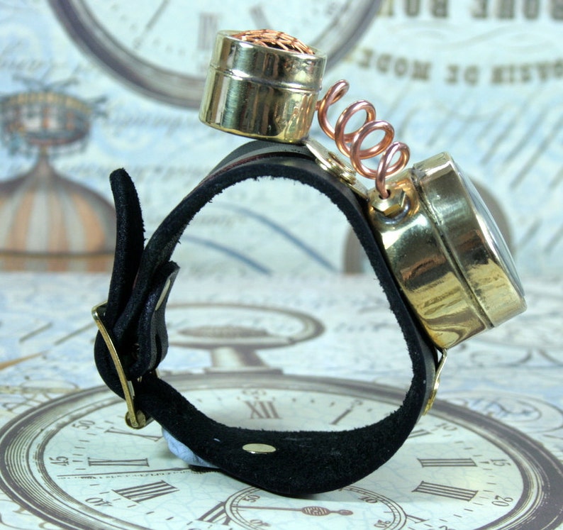 Steampunk Cuff Wrist Cuff Steampunk Black Leather Cuff | Etsy