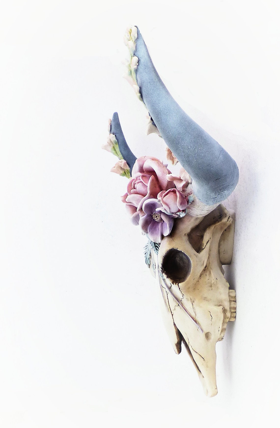 Flower Cow Skull Bison Skull Faux Animal Skull Cow Skull | Etsy