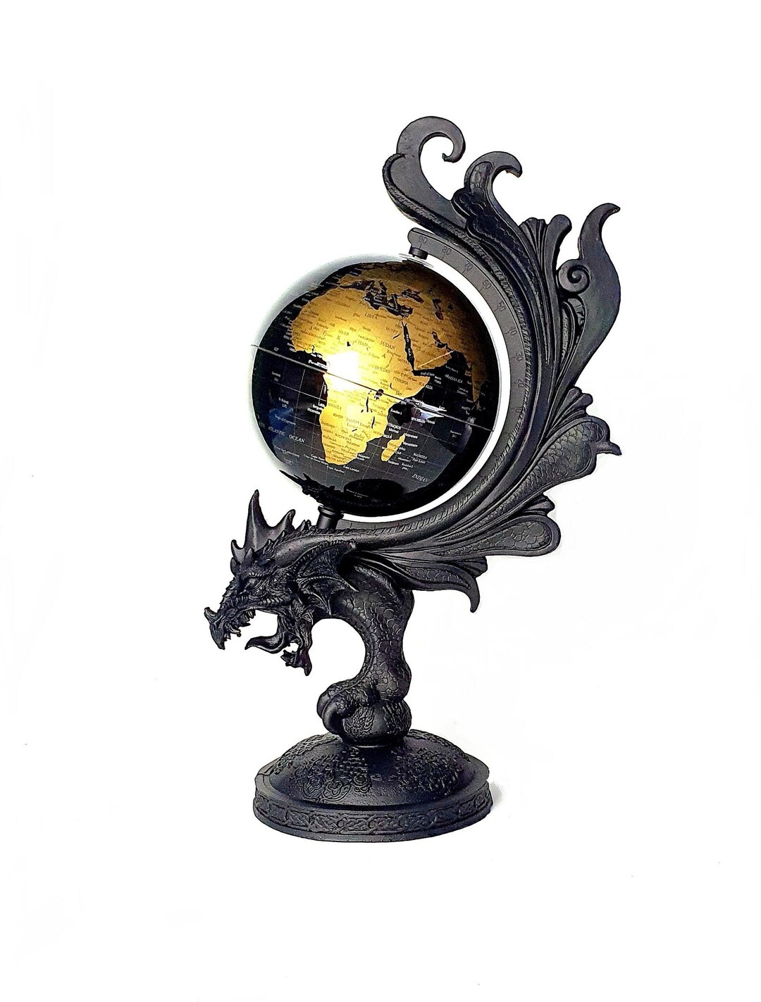 Year of the Dragon, World Globe, Dragon Figurine, Desk Globe, Globe on ...