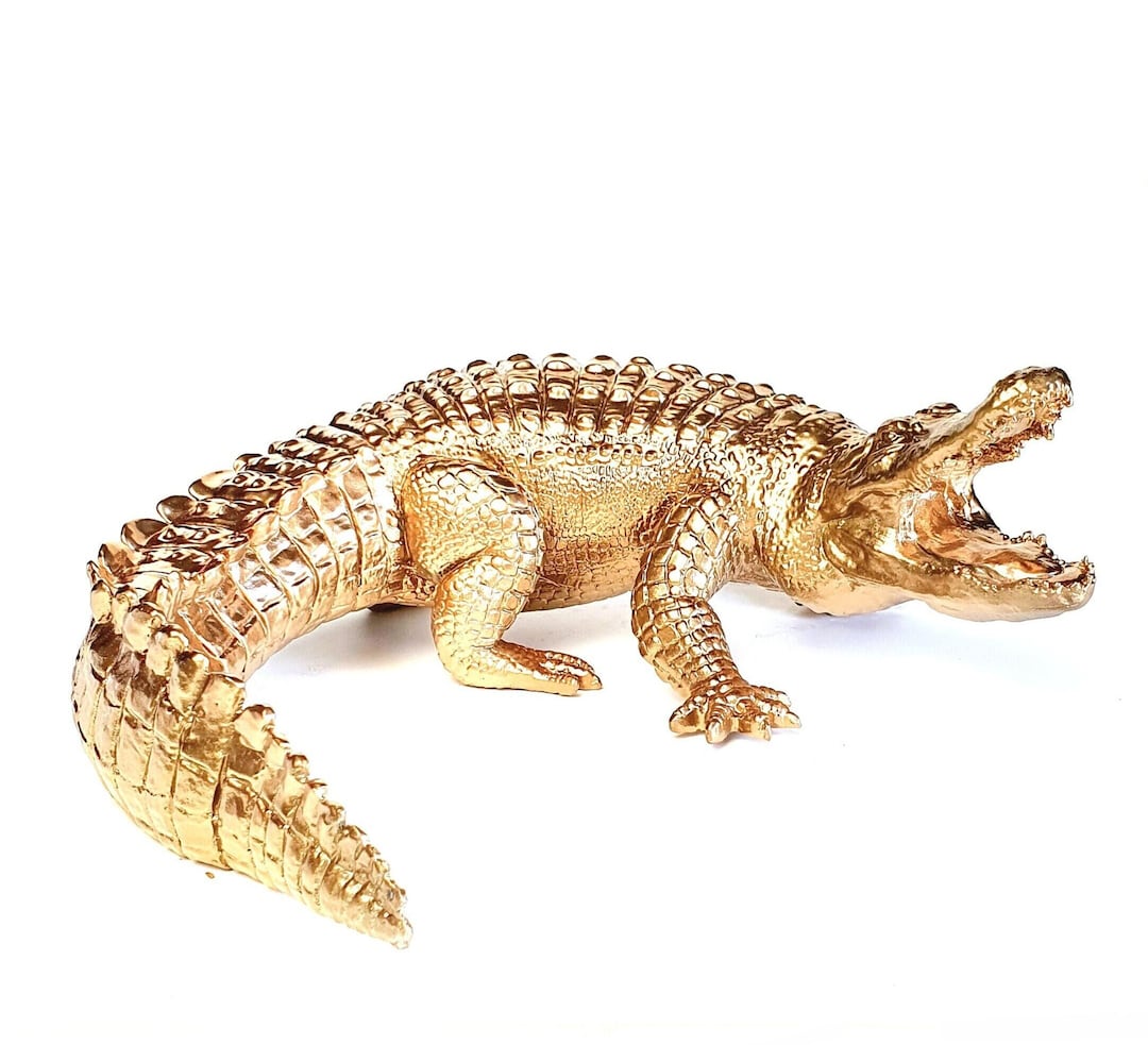 Gold Alligator Figurine: Gator Fan Collectible, Florida Memento, - Etsy