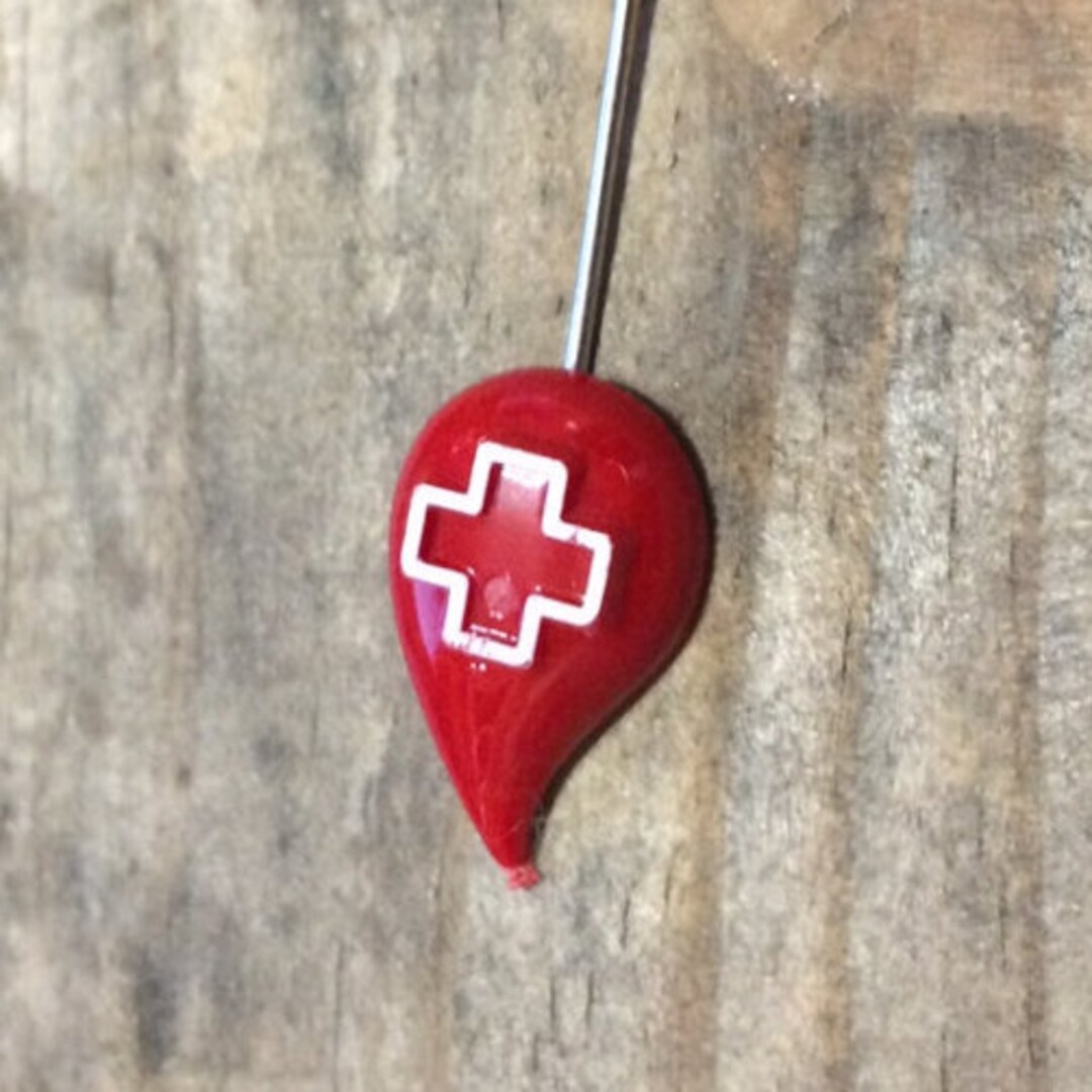 Red Cross Blood Drop Red Plastic Stick Pin 1950s Movie Prop Vintage ...