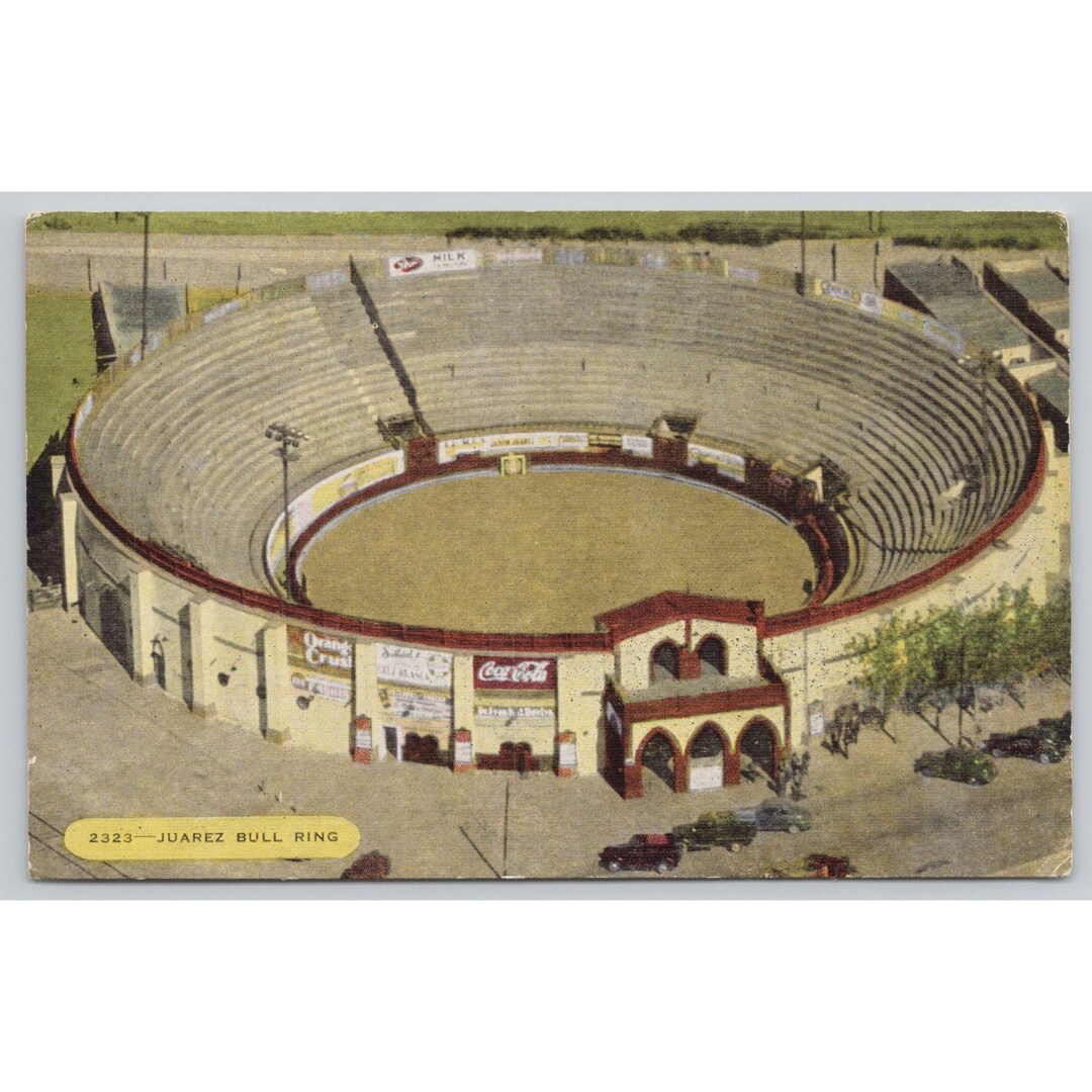 Vintage 1953 Juarez Mexico Bull Fighting Ring Coke Old Cars Postcard - Etsy
