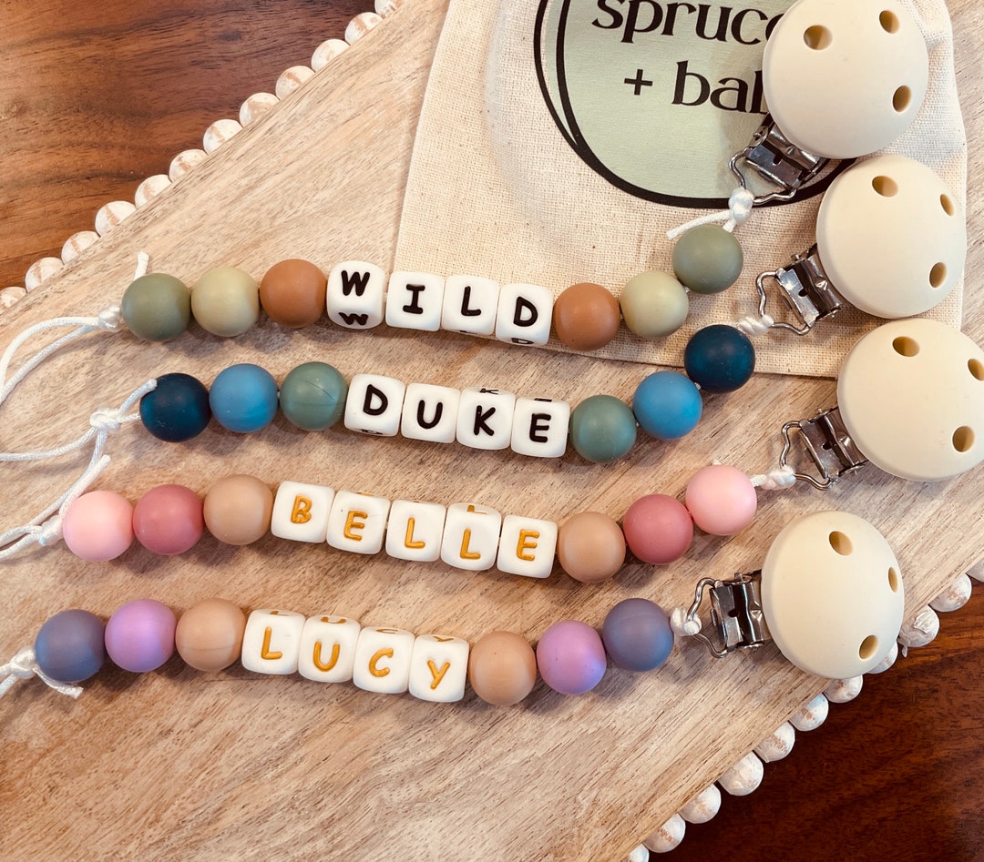 Handmade Personalized Neutral Pacifier Clip Custom Baby Shower Gift ...