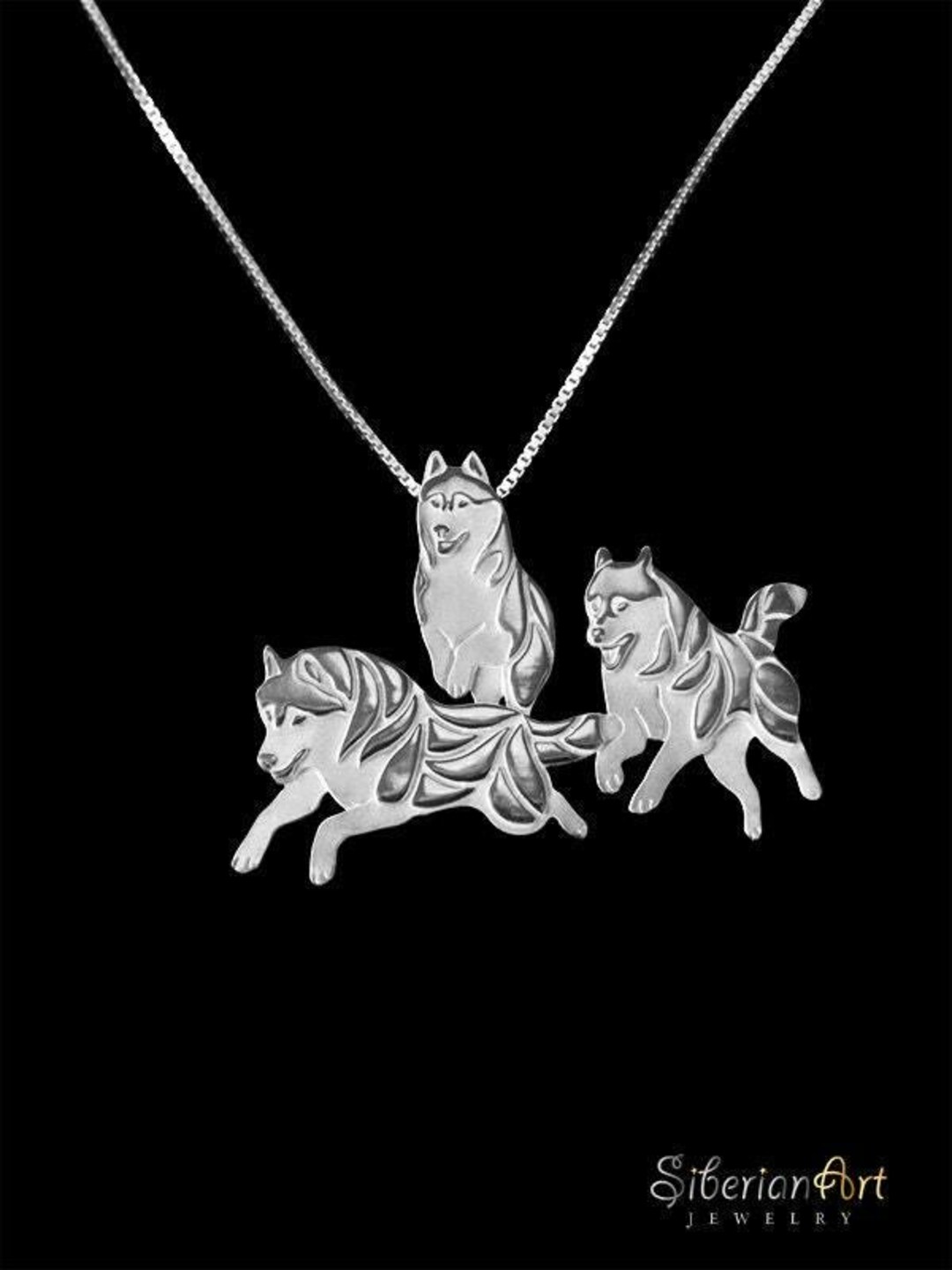 Sterling Silver Siberian Husky Pendant & Necklace - Etsy