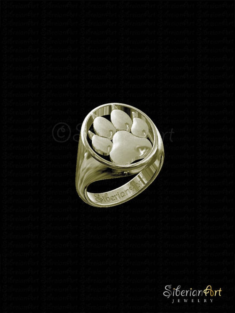 Wolf Paw print ring solid 14k gold gift for Wolf lovers | Etsy