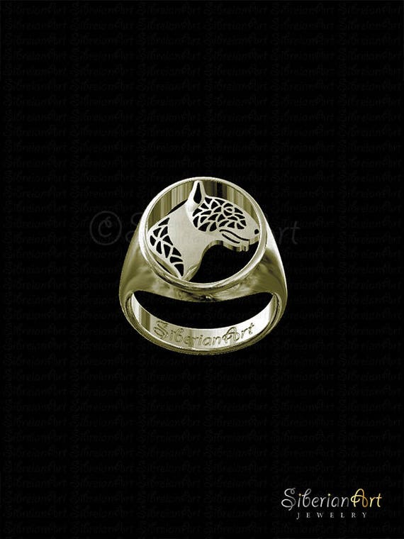 Bull Terrier ring solid 14k gold gift for dog lovers and | Etsy