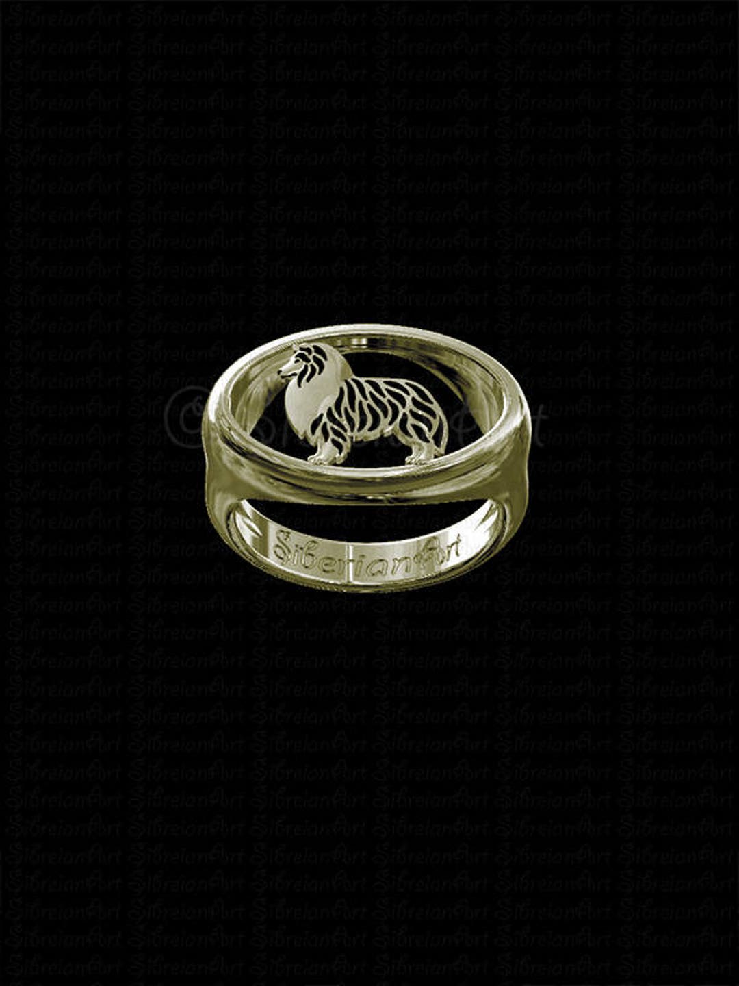 Shetland Sheepdog Sheltie Ring Solid 14k Gold Gift for Dog Lovers and ...