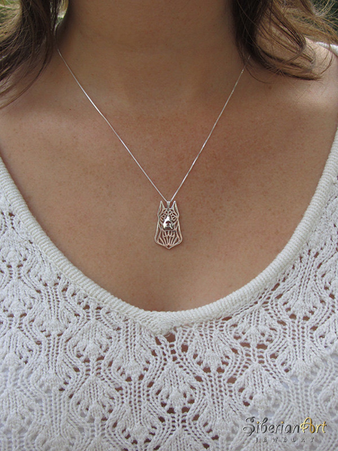 Beauceron cropped Ears Sterling Silver Pendant and | Etsy