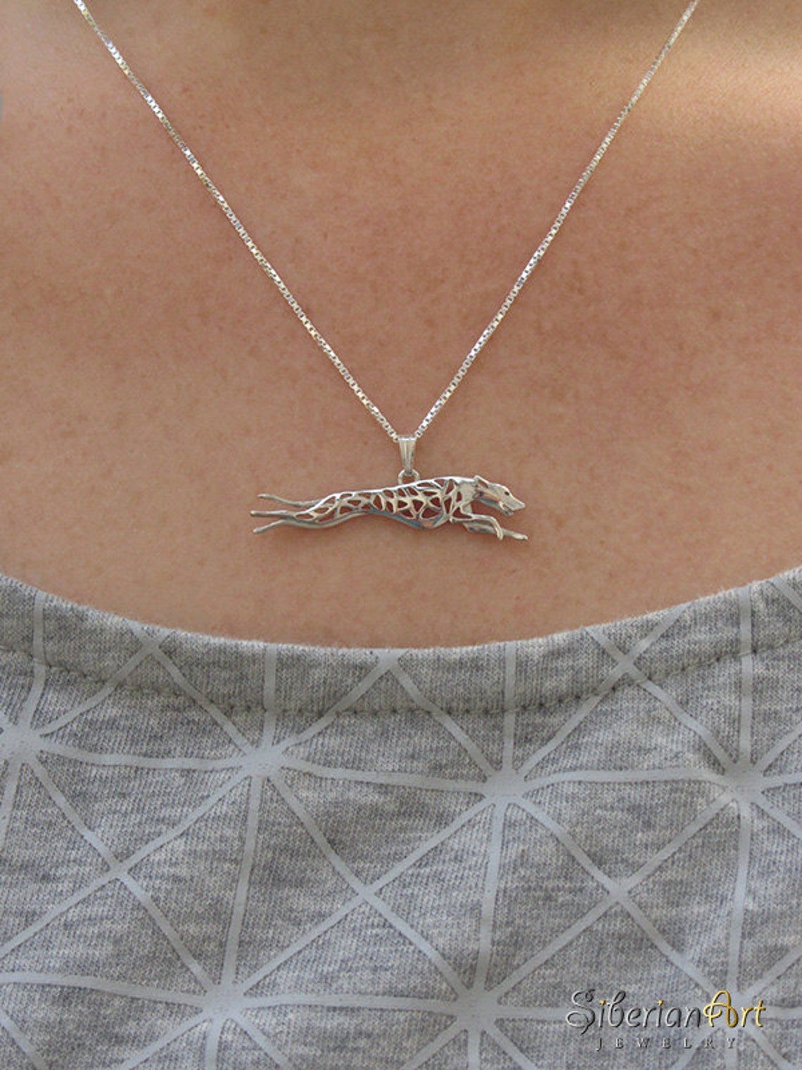 Whippet Run Sterling Silver Pendant and Necklace - Etsy