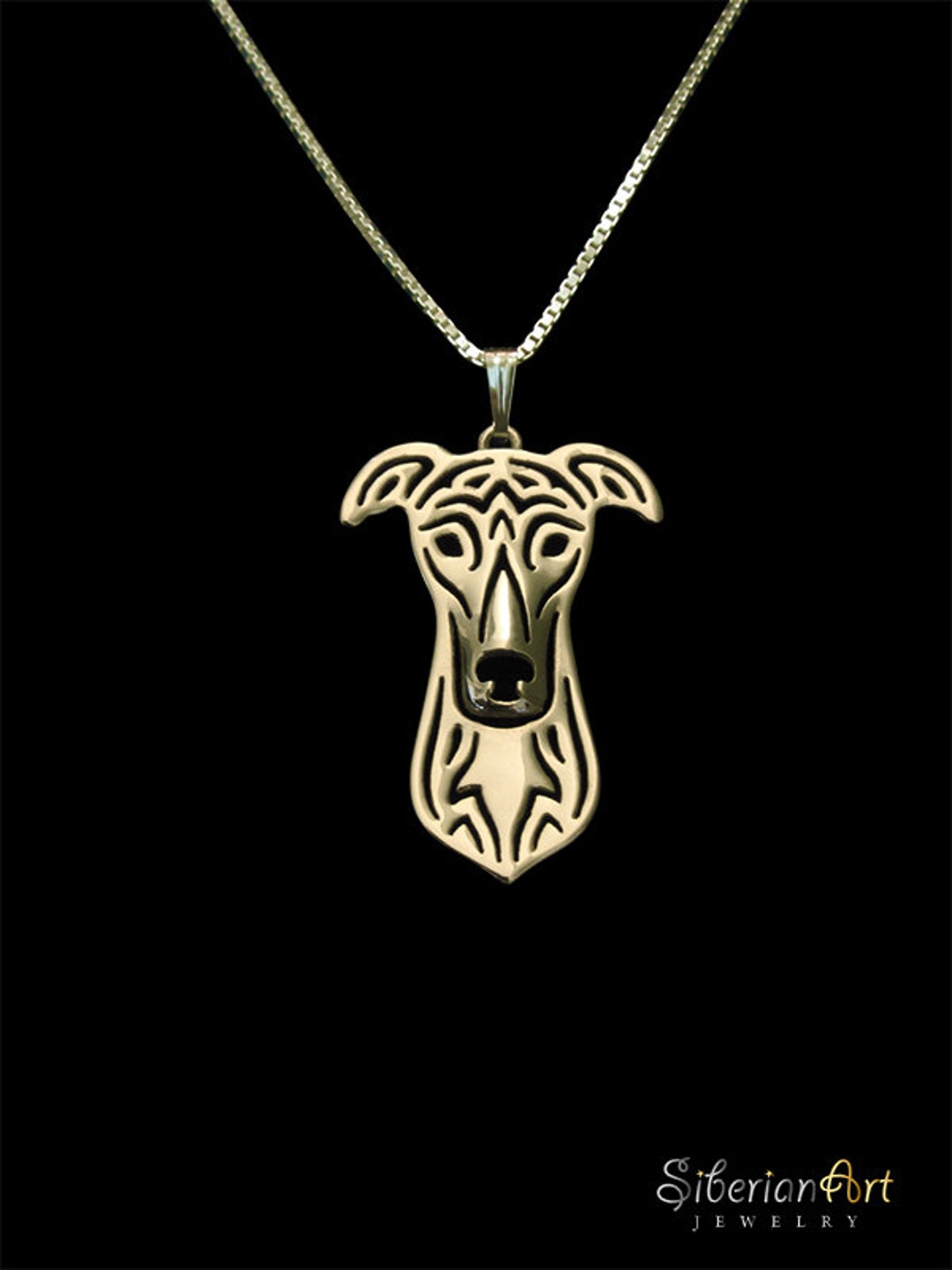 Greyhound Jewelry Solid Gold Pendant and Necklace - Etsy