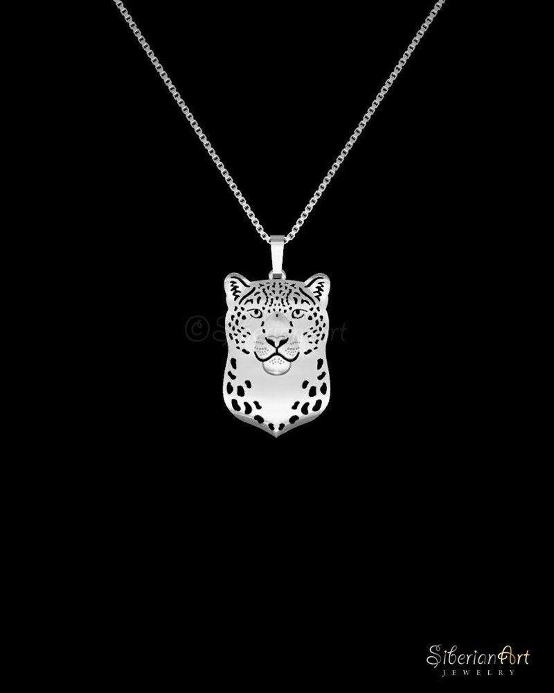 925 Sterling Silver Wild Leopard Snow Leopard Necklace Gift for Leopard ...