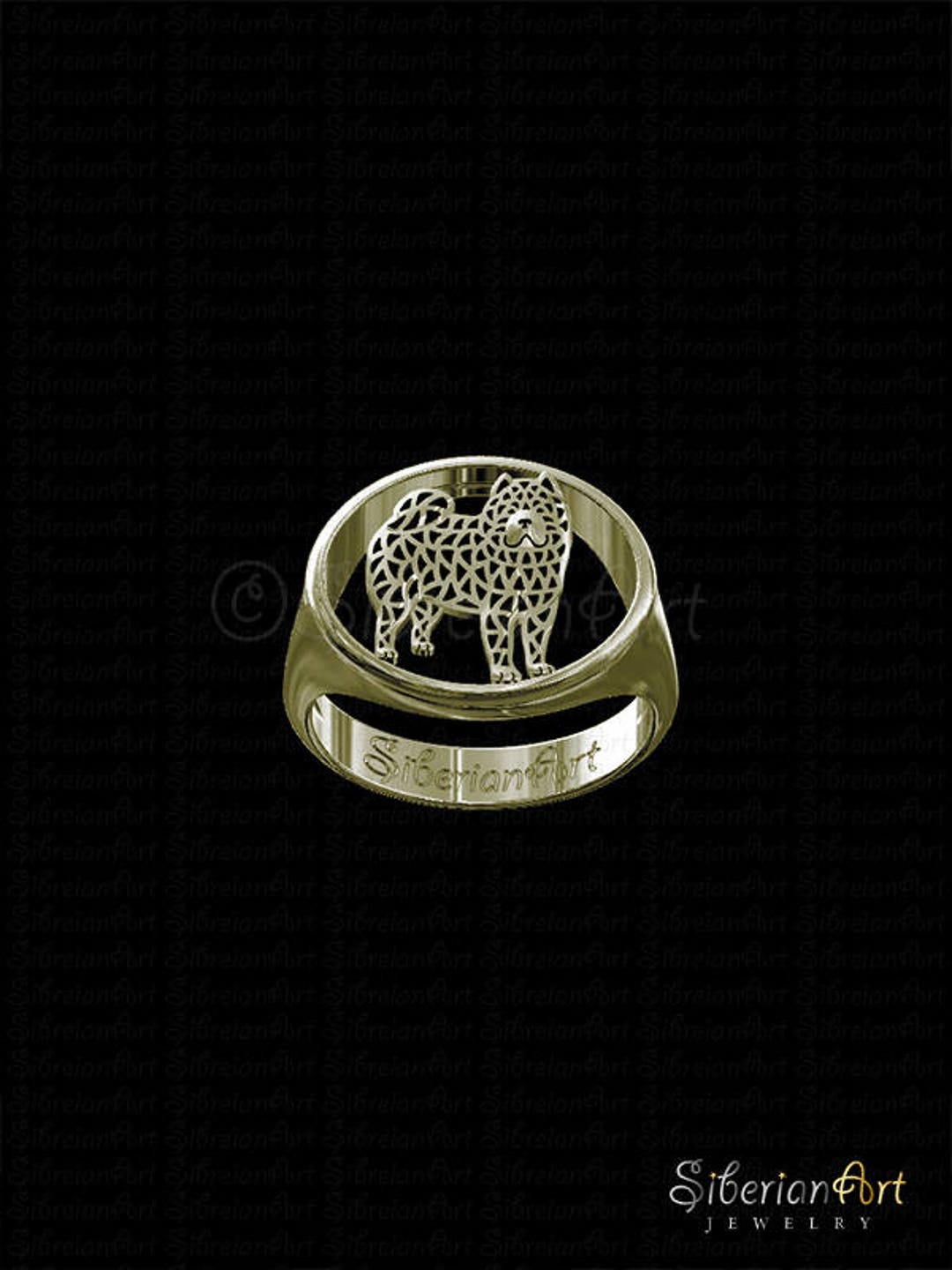 Smooth Chow Chow Ring Solid 14k Gold Gift for Dog Lovers and Owners Pet ...