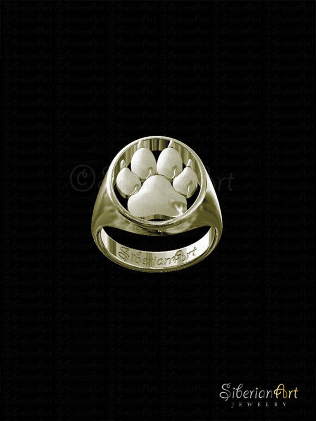 Wolf Paw Print Ring Solid 14k Gold Gift for Wolf Lovers and Owners ...
